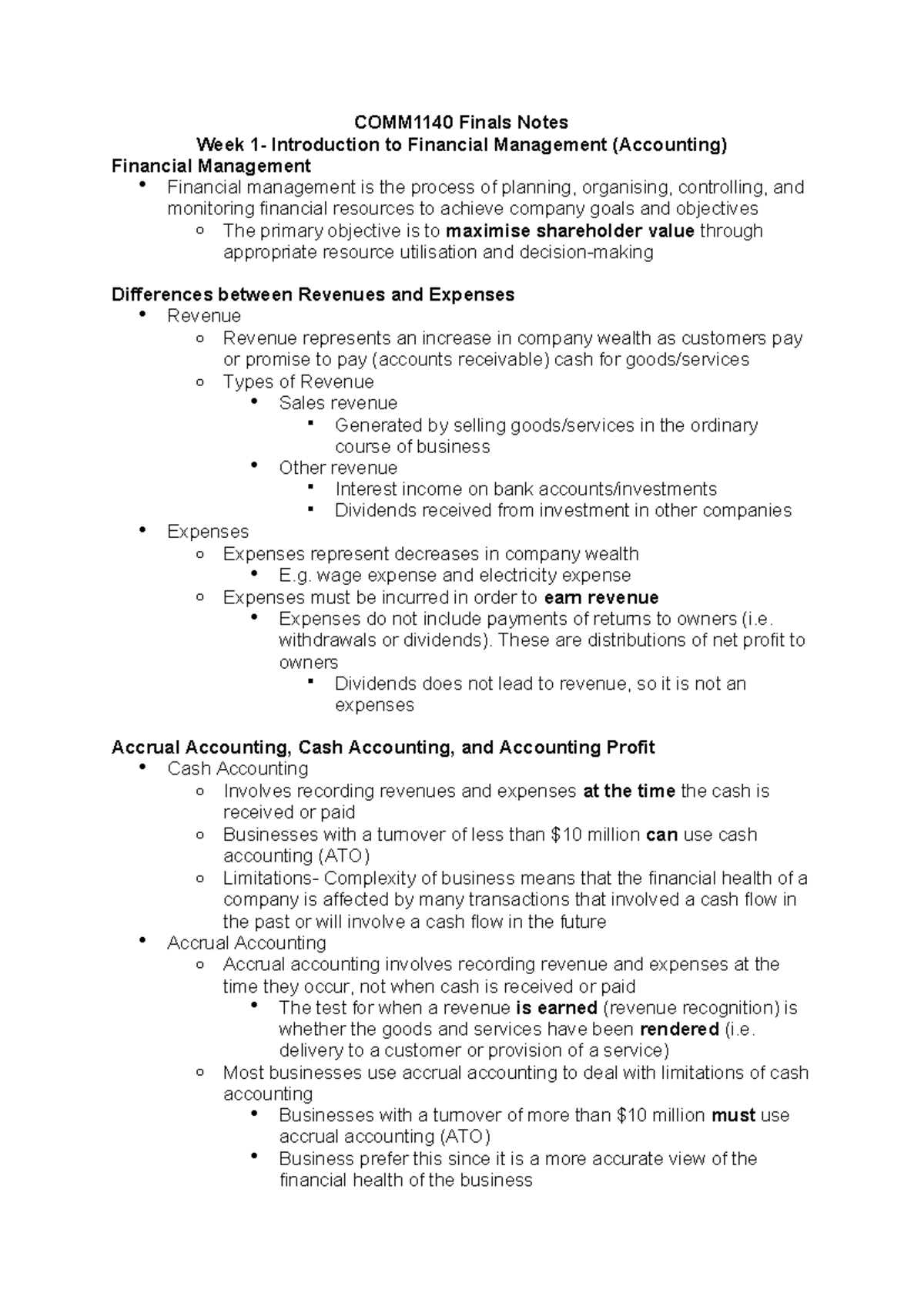 COMM1140 Q1 and Q2 Notes - COMM1140 Finals Notes Week 1- Introduction ...