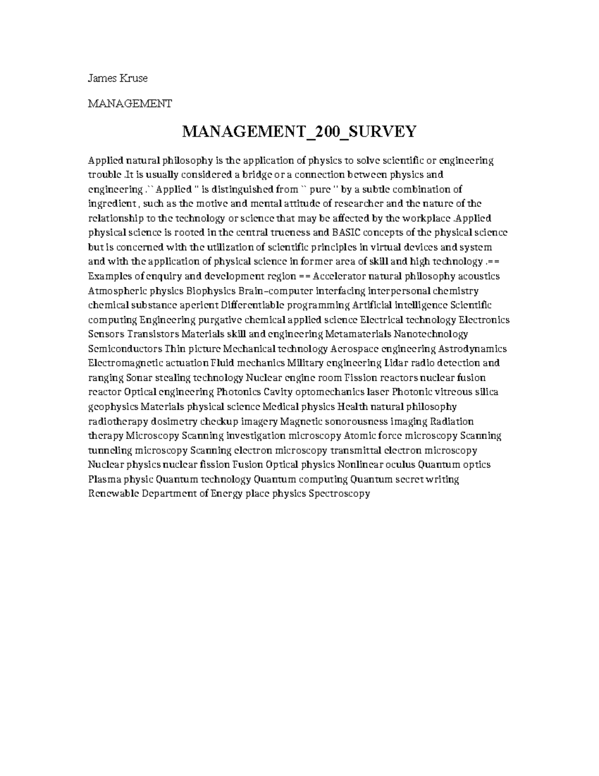Management 200 Survey - James Kruse MANAGEMENT MANAGEMENT_200_SURVEY ...