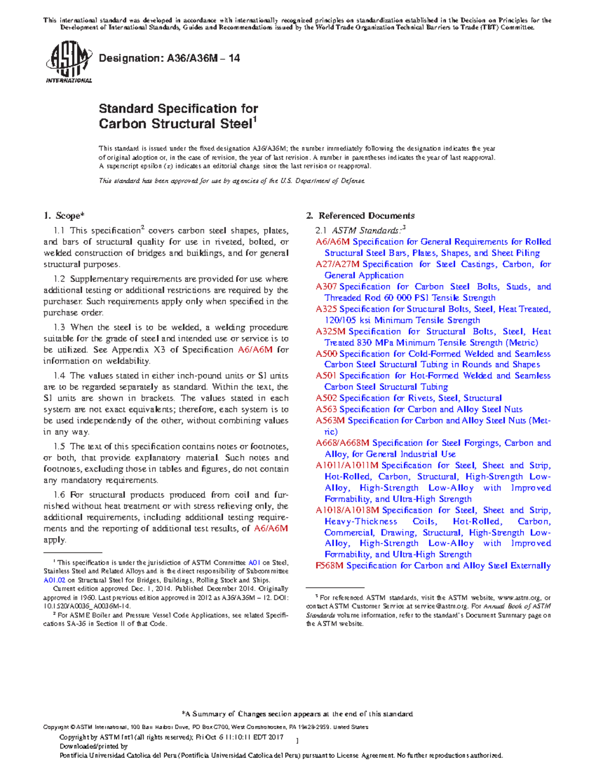 ASTM A36 - NORMA ASTM A36 - Designation: A36/A36M− 14 Standard ...