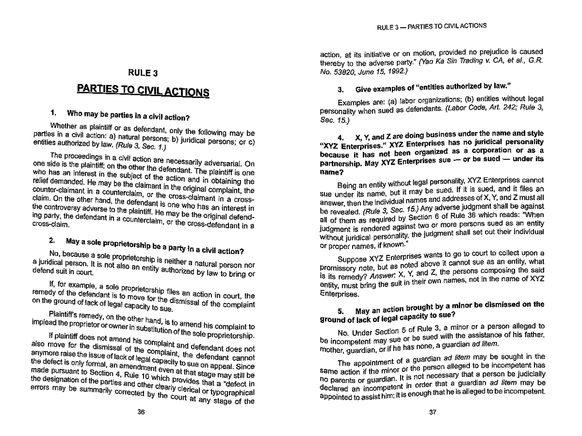 C - Rule-3-Parties-to-Civil-Actions - Civil Procedure - UBian - Studocu