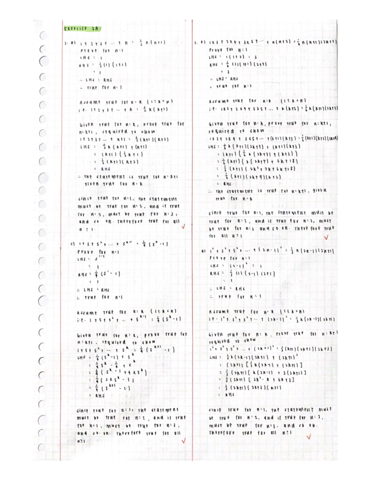 2A - 2B - notes - Exercise 2A in ( ( n t ) ) for prove for LHS RHS RHS ...