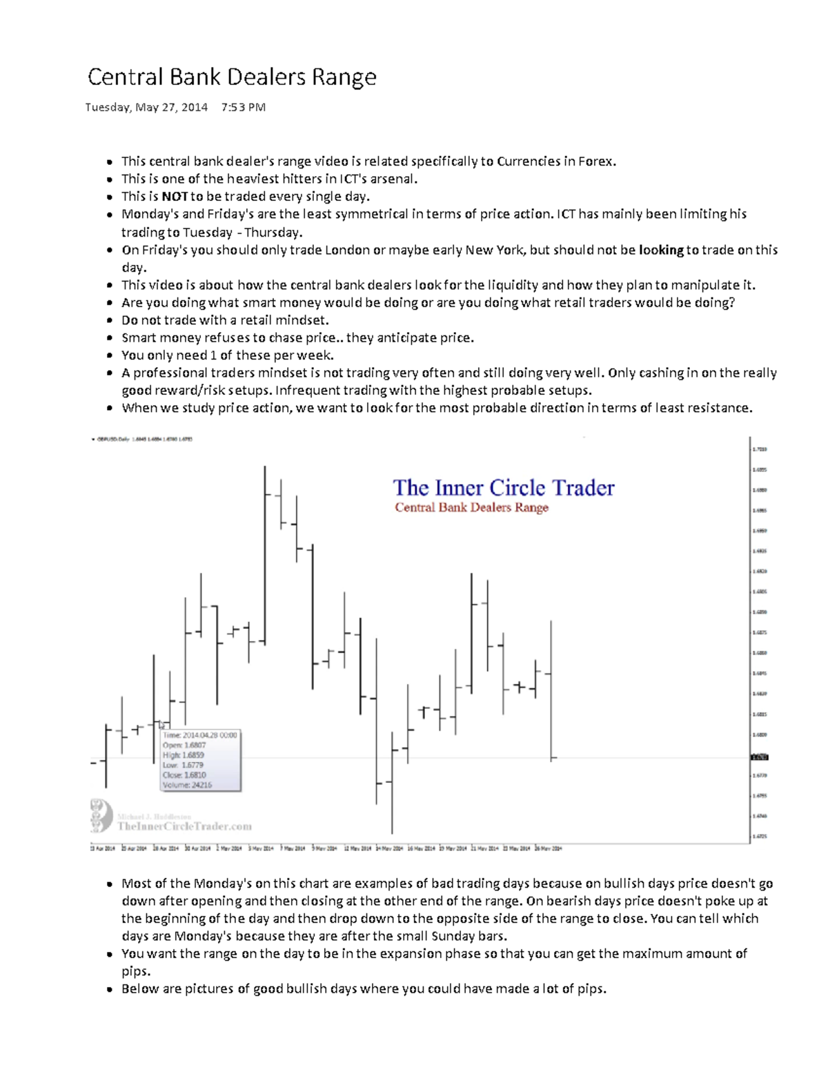 Inner Circle Trader - Central Bank Dealer's Range - This central bank ...