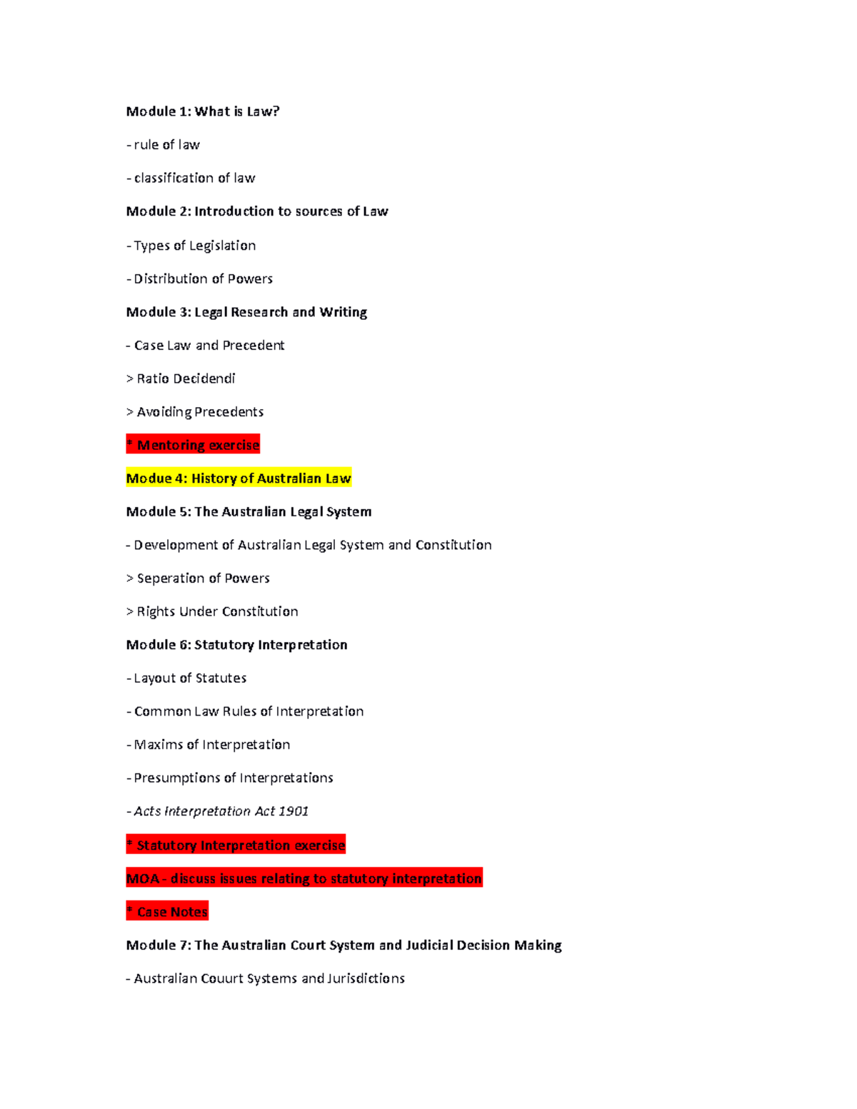 Introduction to the Australian Legal System and Legal Methods - Module ...