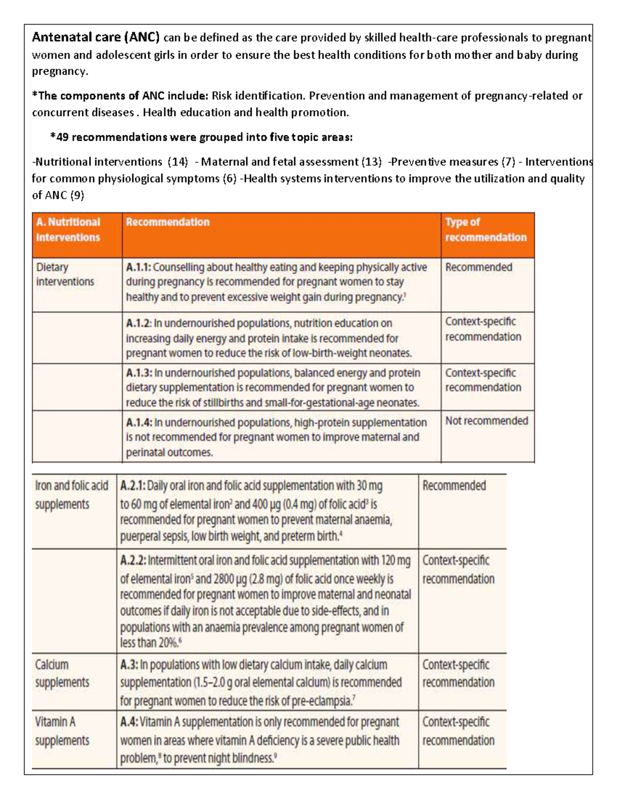 antenatal care lecture - Antenatal care (ANC) can be defined as the ...