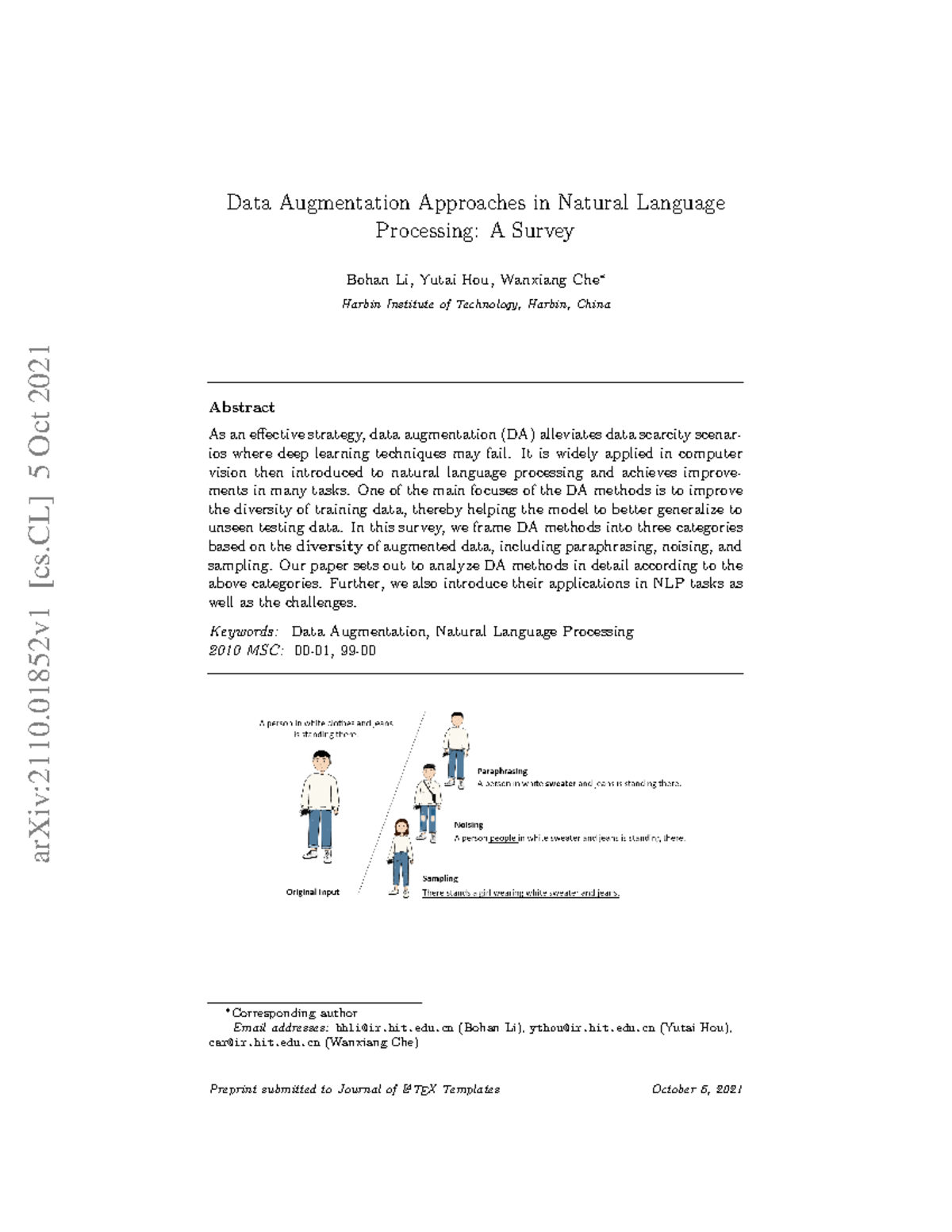 2110 - Data Augmentation Approaches in Natural Language Processing: A Survey - Data Augmentation ...