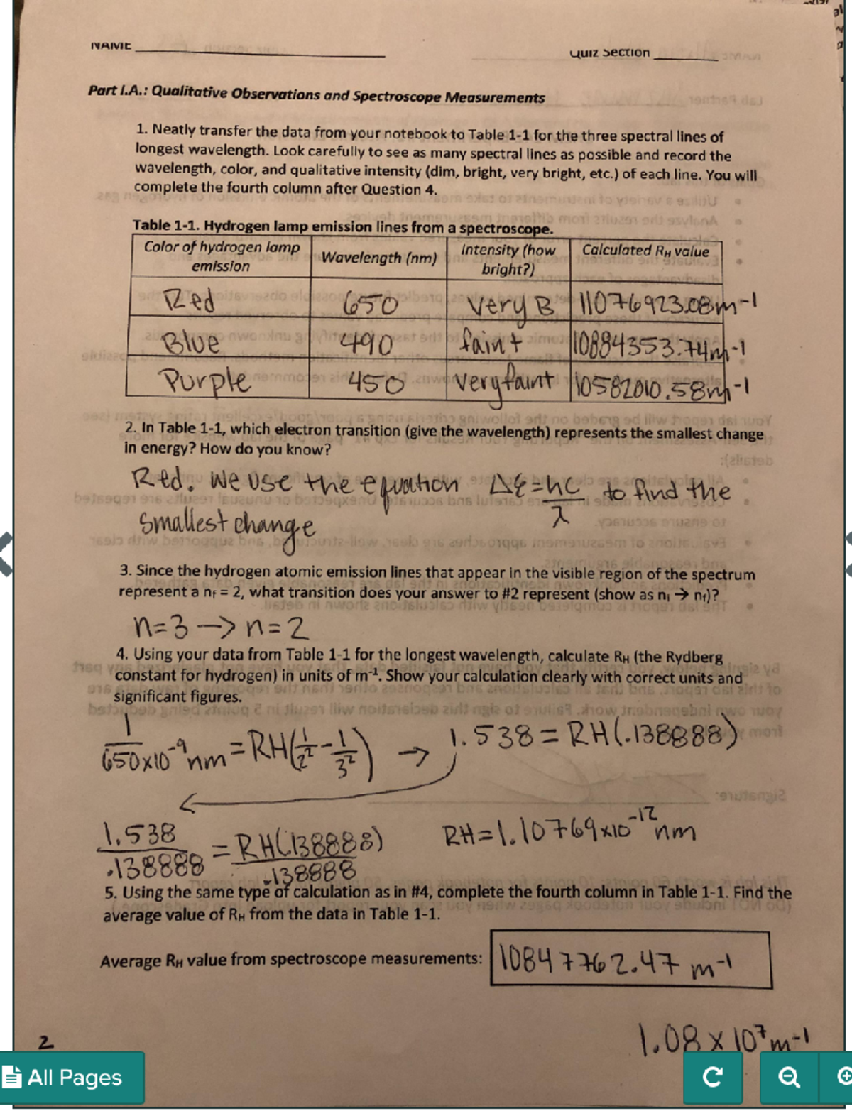 Lab 1 44 60 with TA notes - CHEM 142 - Studocu