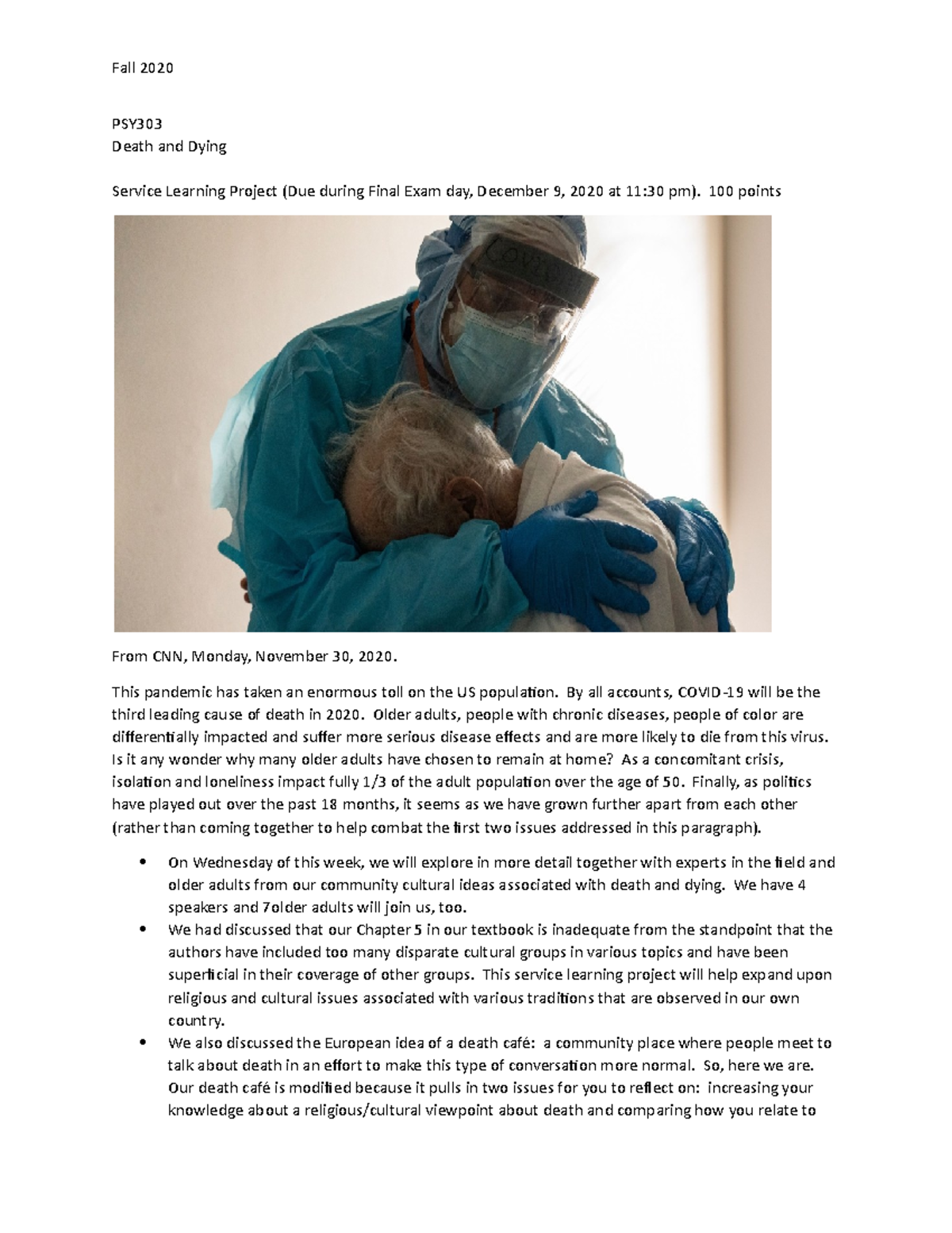 MCOL D&D Service Learning Modified Death Cafe Fall 2020 - PSY Death and ...