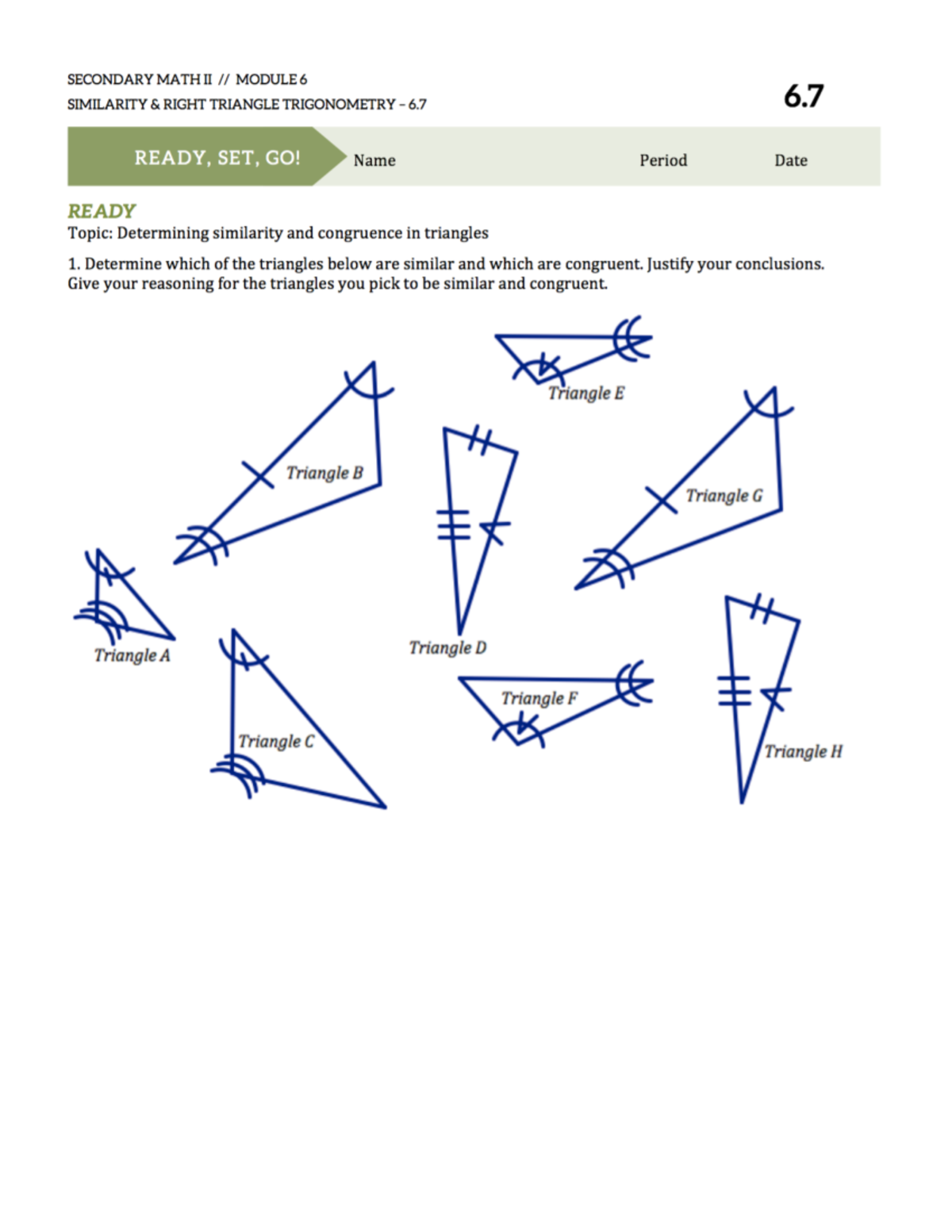 Geo 8 - Triangles and others - SECONDARY MATH II MODULE 6 SIMILARITY ...