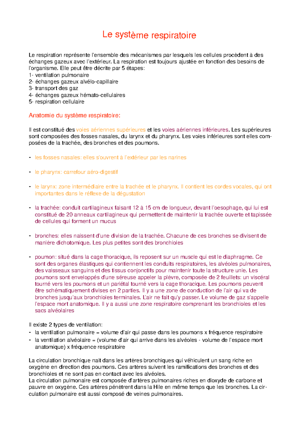 Système-respiratoire - Le système respiratoire Le respiration ...