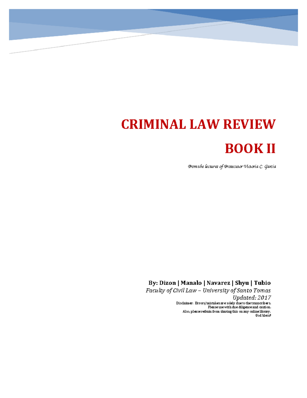 Criminal-LAW Prosec- Notes-BOOK-II - By: Dizon | Manalo | Navarez ...