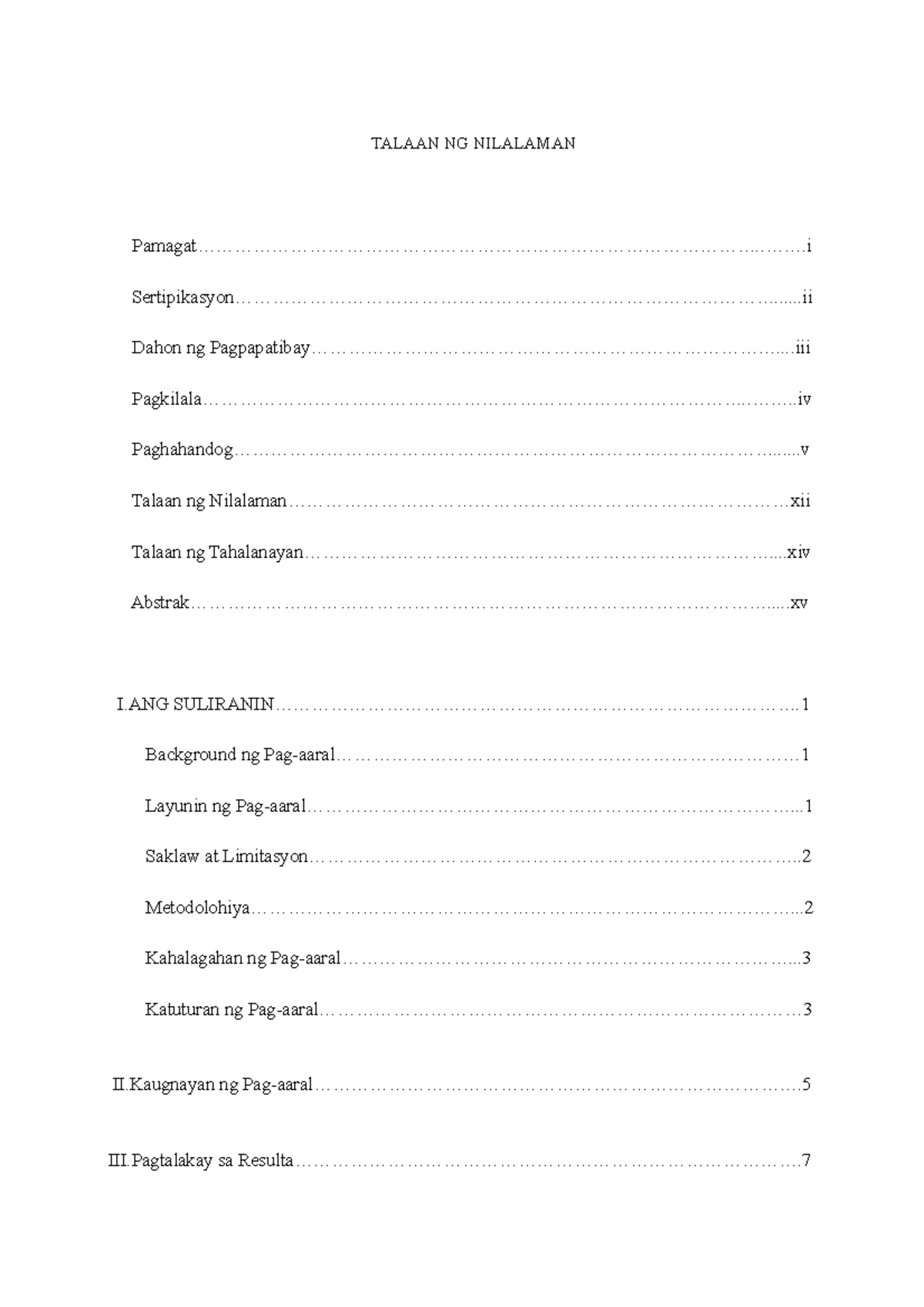 Talaan ng nilalaman 1 - BROWSING - TALAAN NG NILALAMAN - Studocu