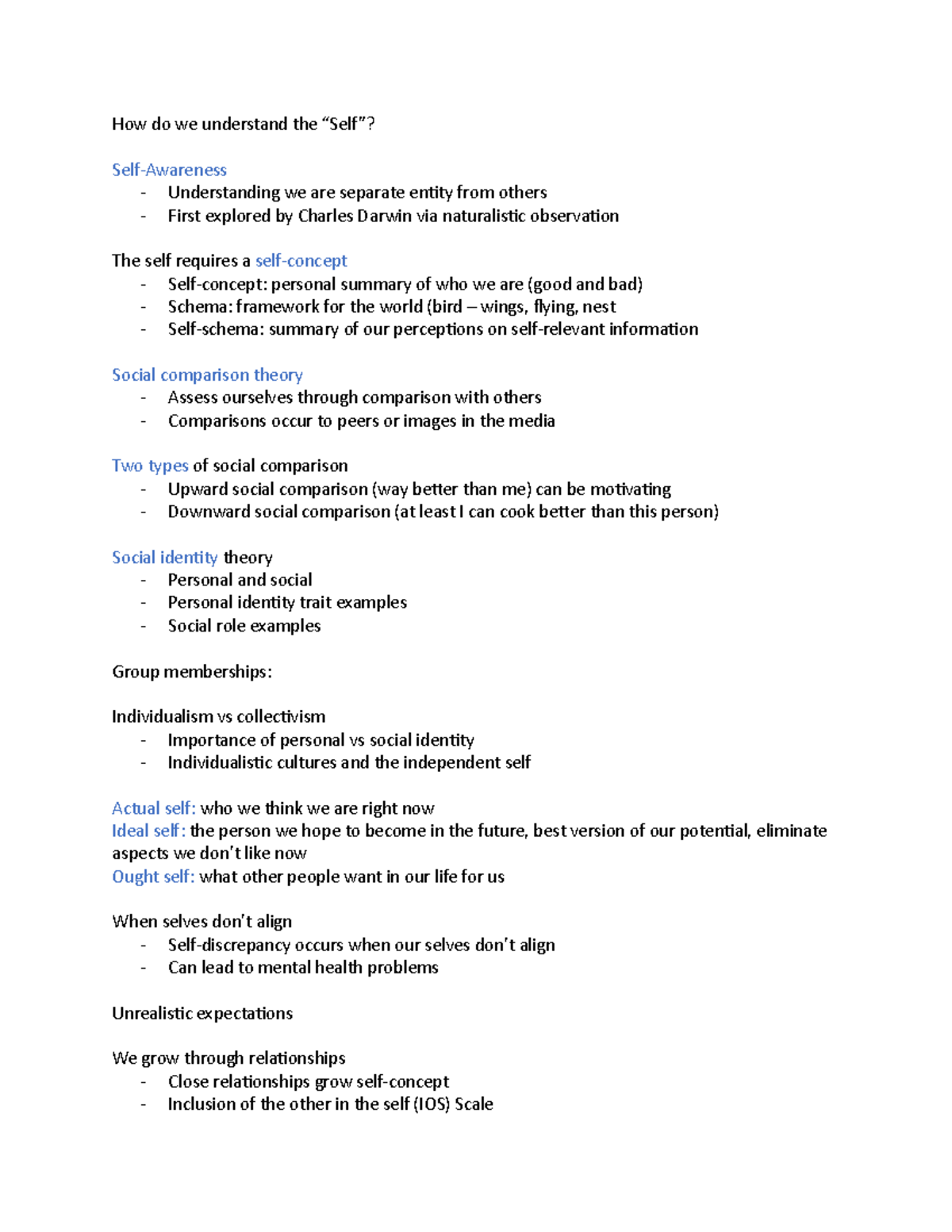 The Social Self - How do we understand the “Self”? Self-Awareness ...