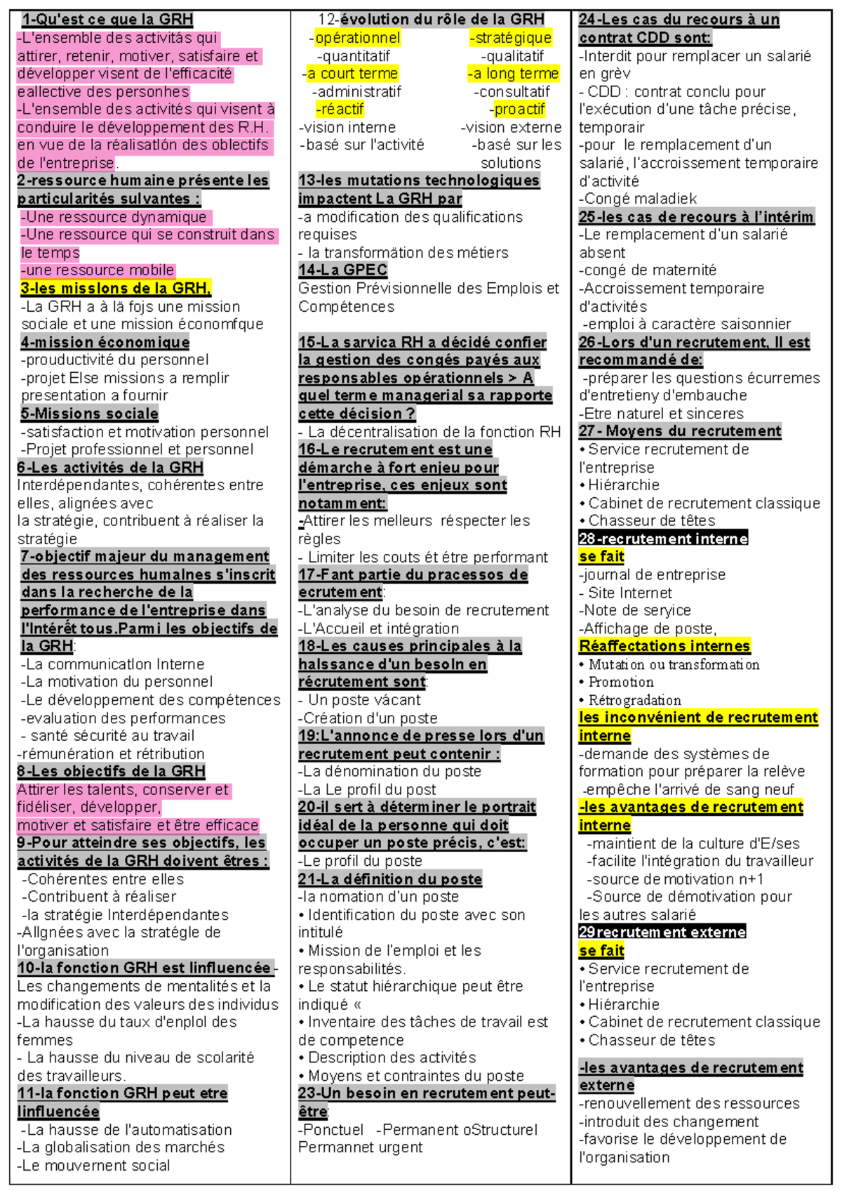 GRH préparer par simo chajari s5 - 1 - Qu'est ce que la GRH -L'ensemble des activitás qui ...