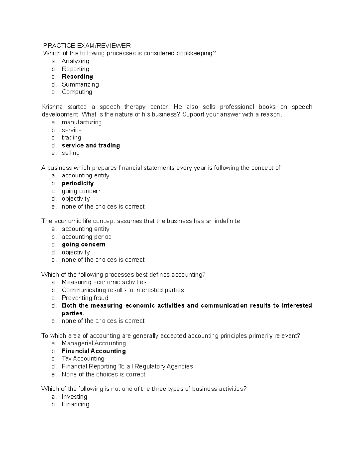 Practice EXAM for FAR - PRACTICE EXAM/REVIEWER Which of the following ...