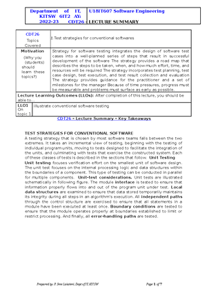 Personal and team process models - CDT9 - LECTURE SUMMARY CDT Topics Covered Personal and team ...