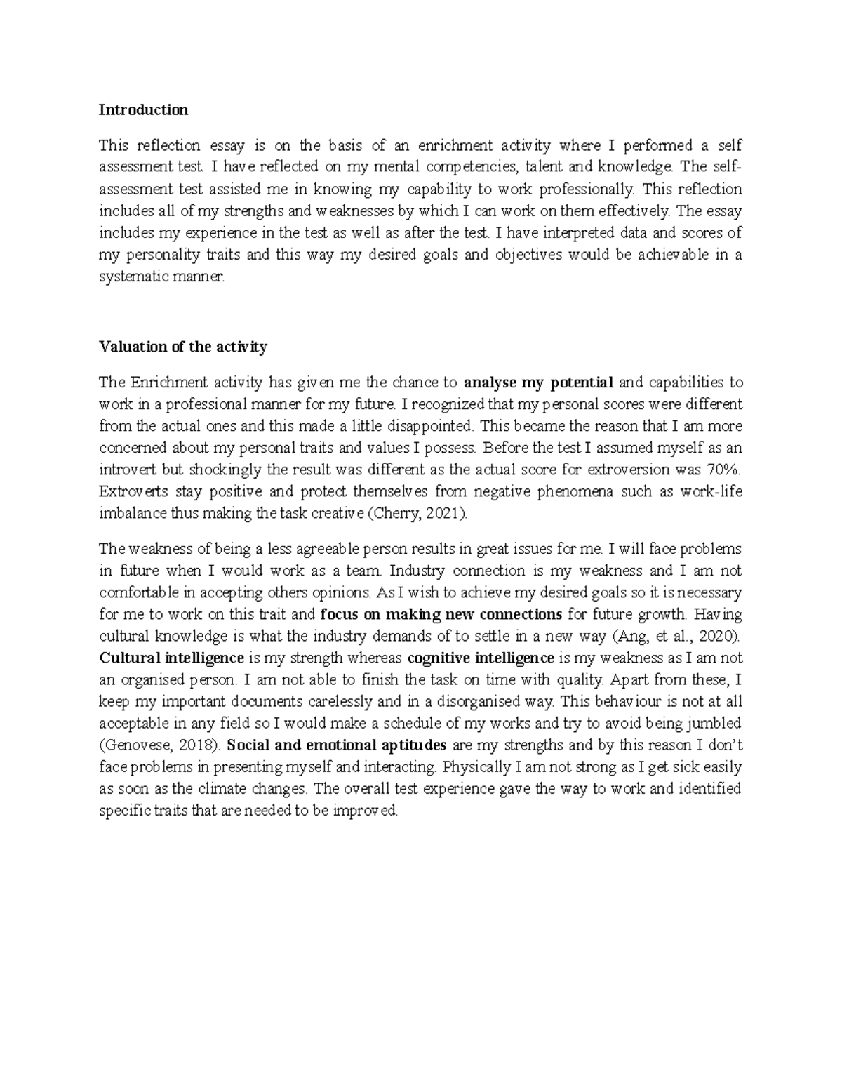 3884 - Management reflection coursework for project task - Introduction ...