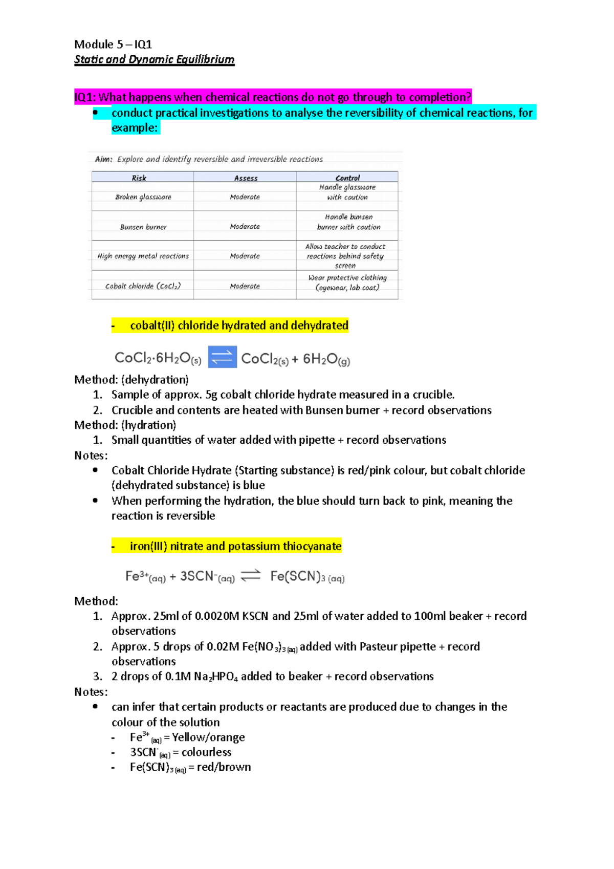 IQ1 module notes on chemistry HSC notes module 6 inquiry question 1 ...