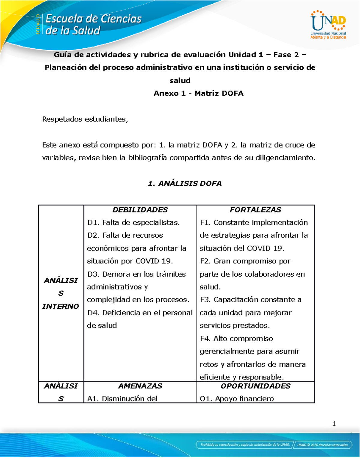 Angie Natalia Muñoz Anexo 1 - Matriz DOFA - Guía de actividades y ...