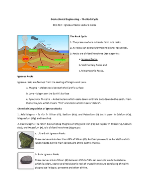 Geotechnical Engineering - Sedimentary Rocks Lecture Notes ...