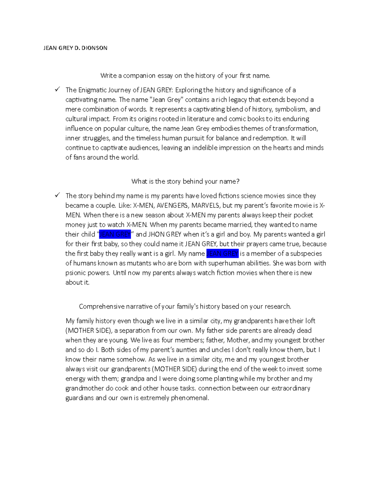 Dionson Geneology - hihu - JEAN GREY D. DIONSON Write a companion essay ...