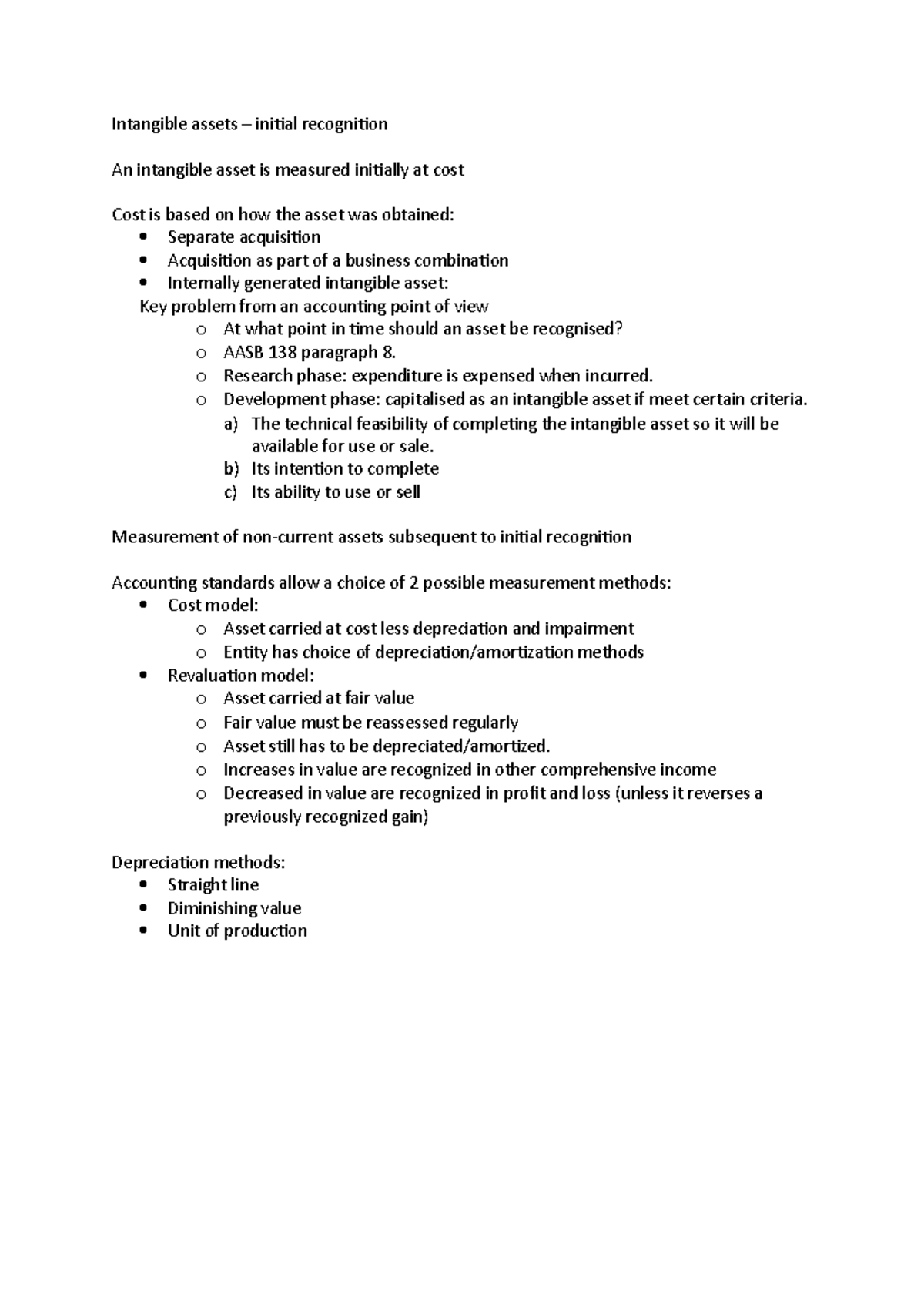 Tutorial 1 - tute 1 - Intangible assets – initial recognition An ...