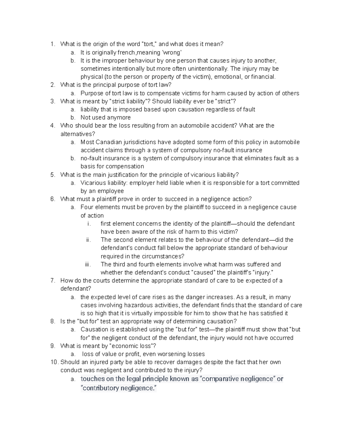 BU231 chapter 4 - lecture notes - What is the origin of the word “tort ...