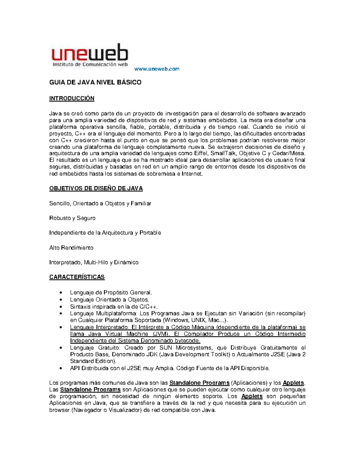 JAVA nueva en pdf - Quieres que te lleve - uneweb GUIA DE JAVA NIVEL ...