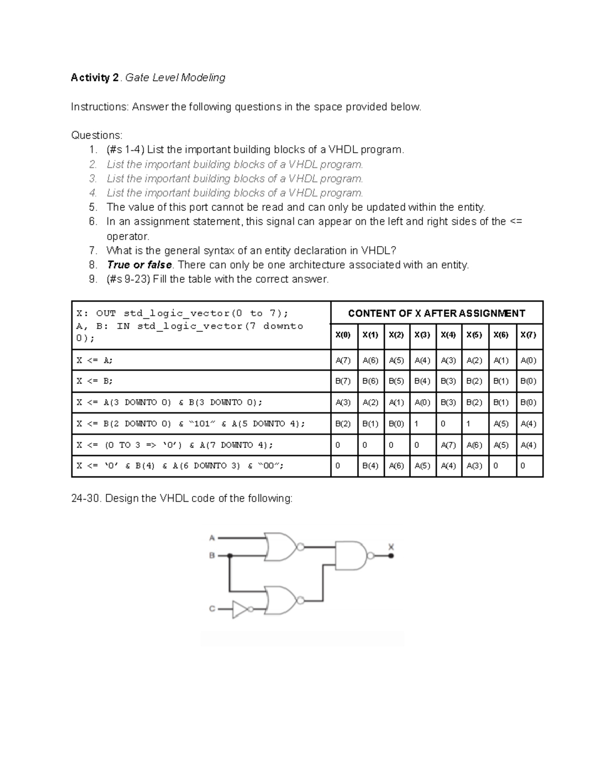 Gate Level Modeling - Activity 2. Gate Level Modeling Instructions ...