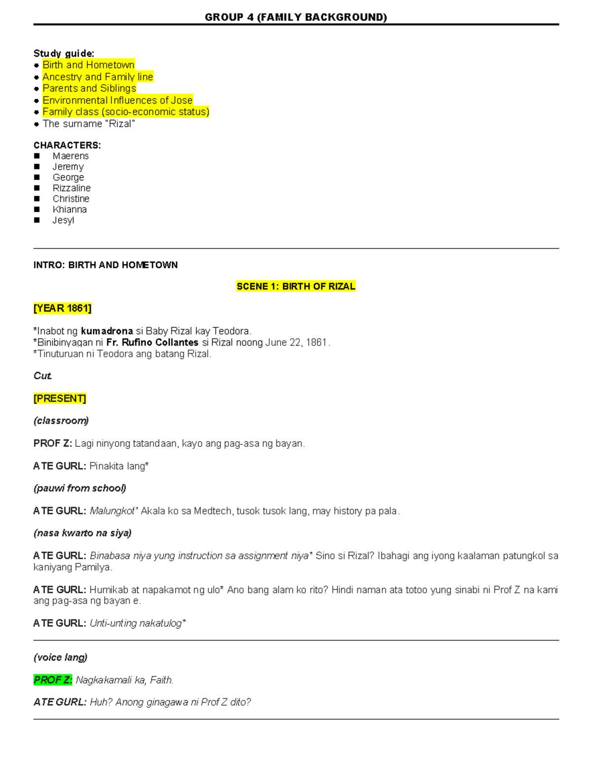 Revised Script Rizal - dfdfsd - Study guide: Birth and Hometown ...