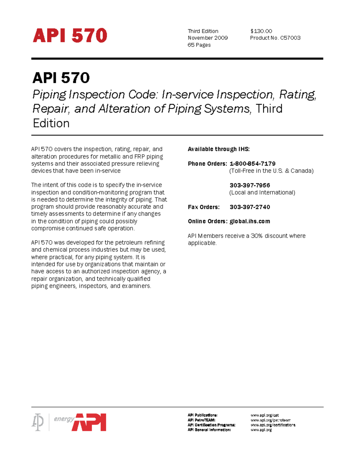 Pdfcoffee - Yes - API 570 covers the inspection, rating, repair, and alteration procedures for ...