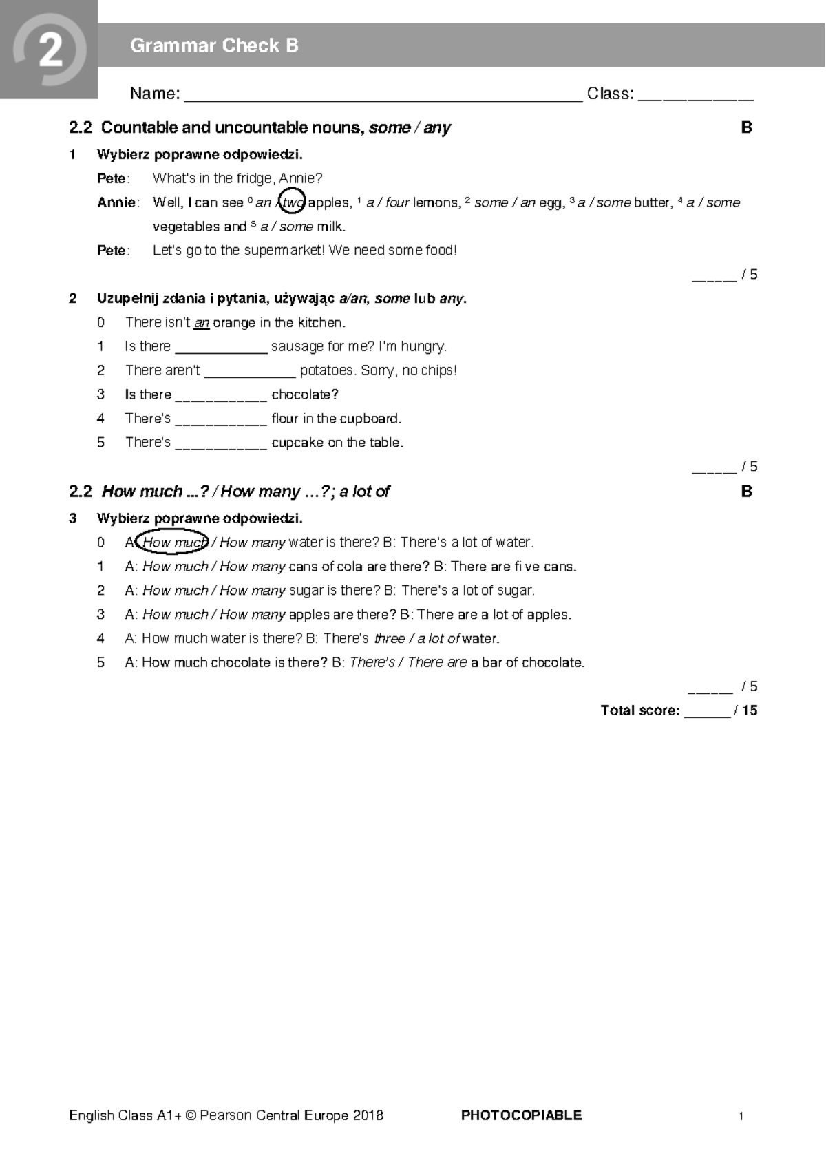 Grammar check 2B - Name ...