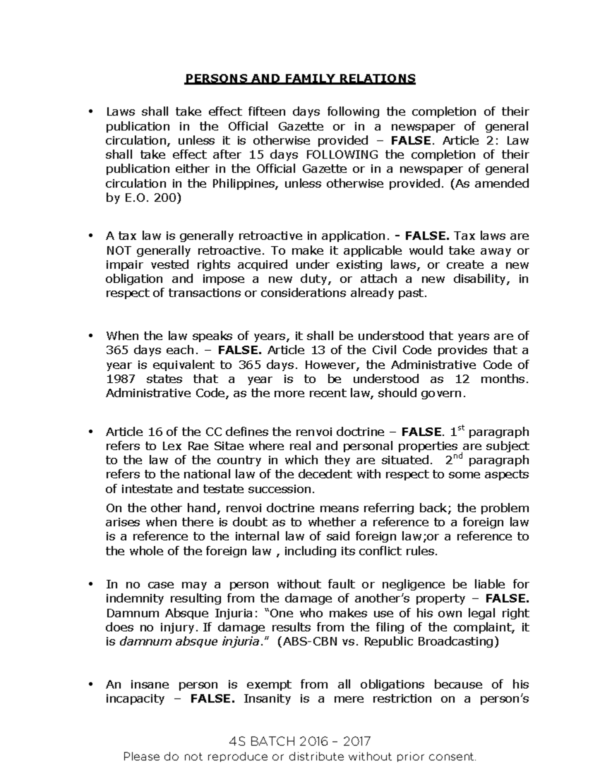 Civil Law Review Quiz Questions with Answers 0813 2 - 4S BATCH 2016 ...