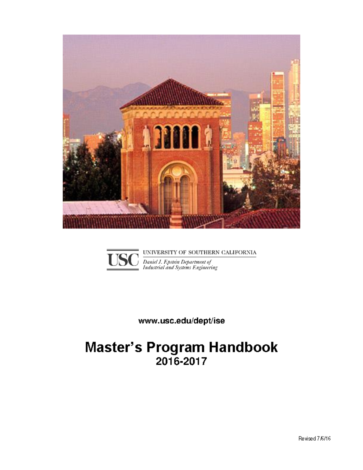 ISE Masters Handbook - usc/dept/ise Master’s Program Handbook 2016 ...