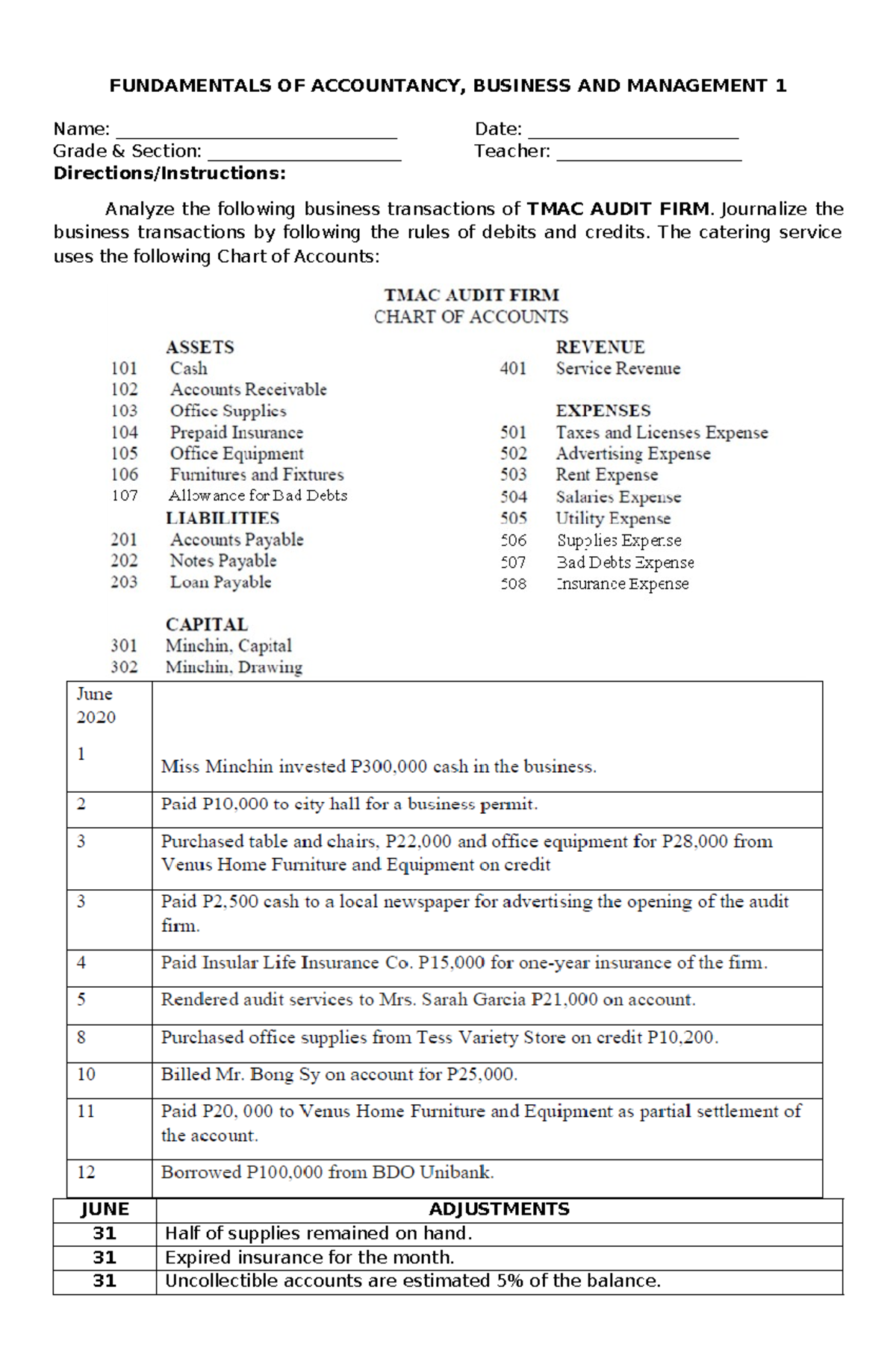 Activity 2 FABM 1 Accounting Cycle - FUNDAMENTALS OF ACCOUNTANCY ...