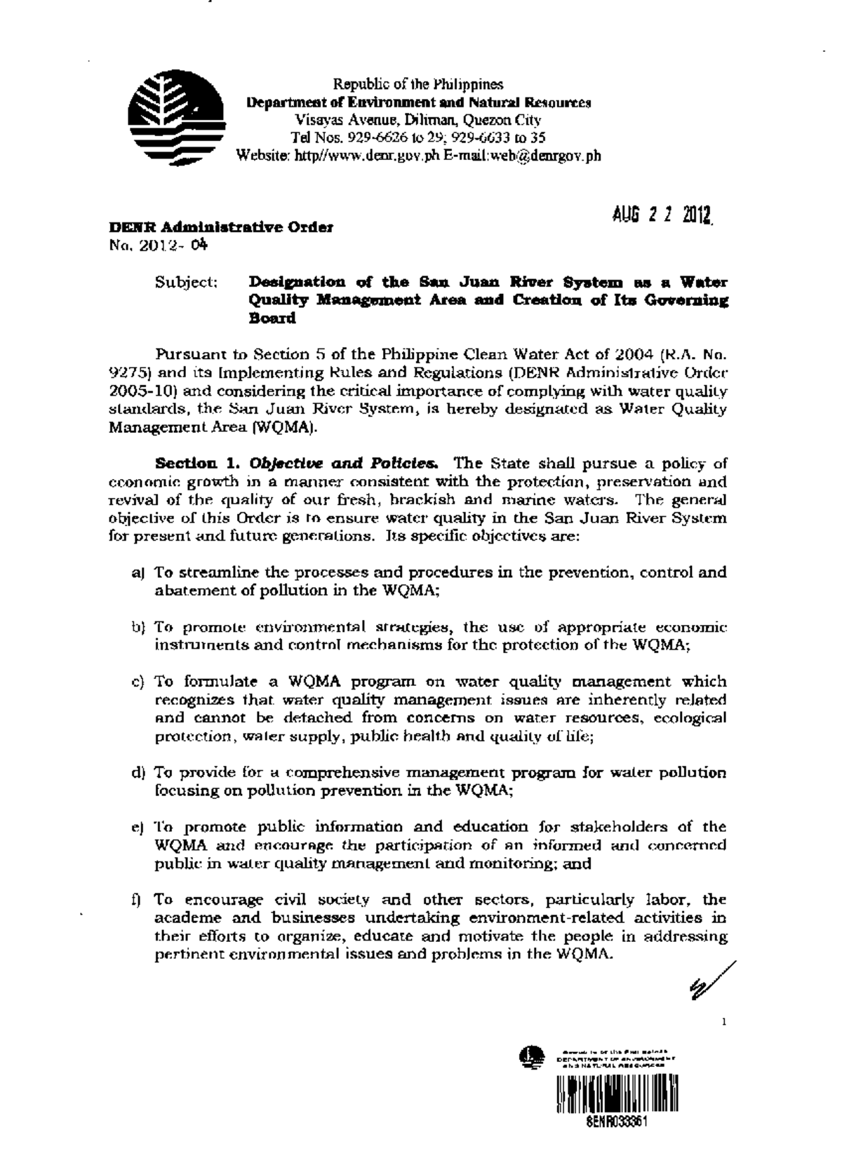 Designation of the San Juan River System as a Water Quality Management ...