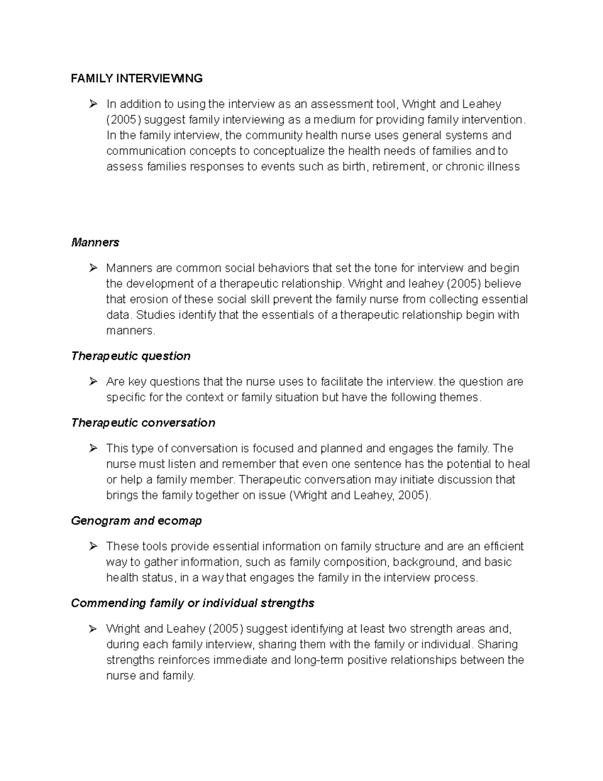 Family- Interviewing - FAMILY INTERVIEWING In addition to using the ...