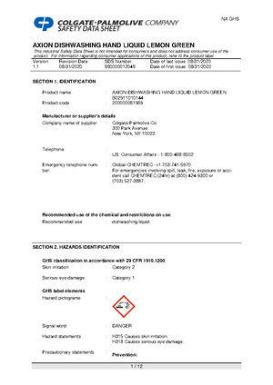 SDS Fabuloso - FICHA TECNICA - FABULOSO ALL PURPOSE CLEANER LIQUID ...