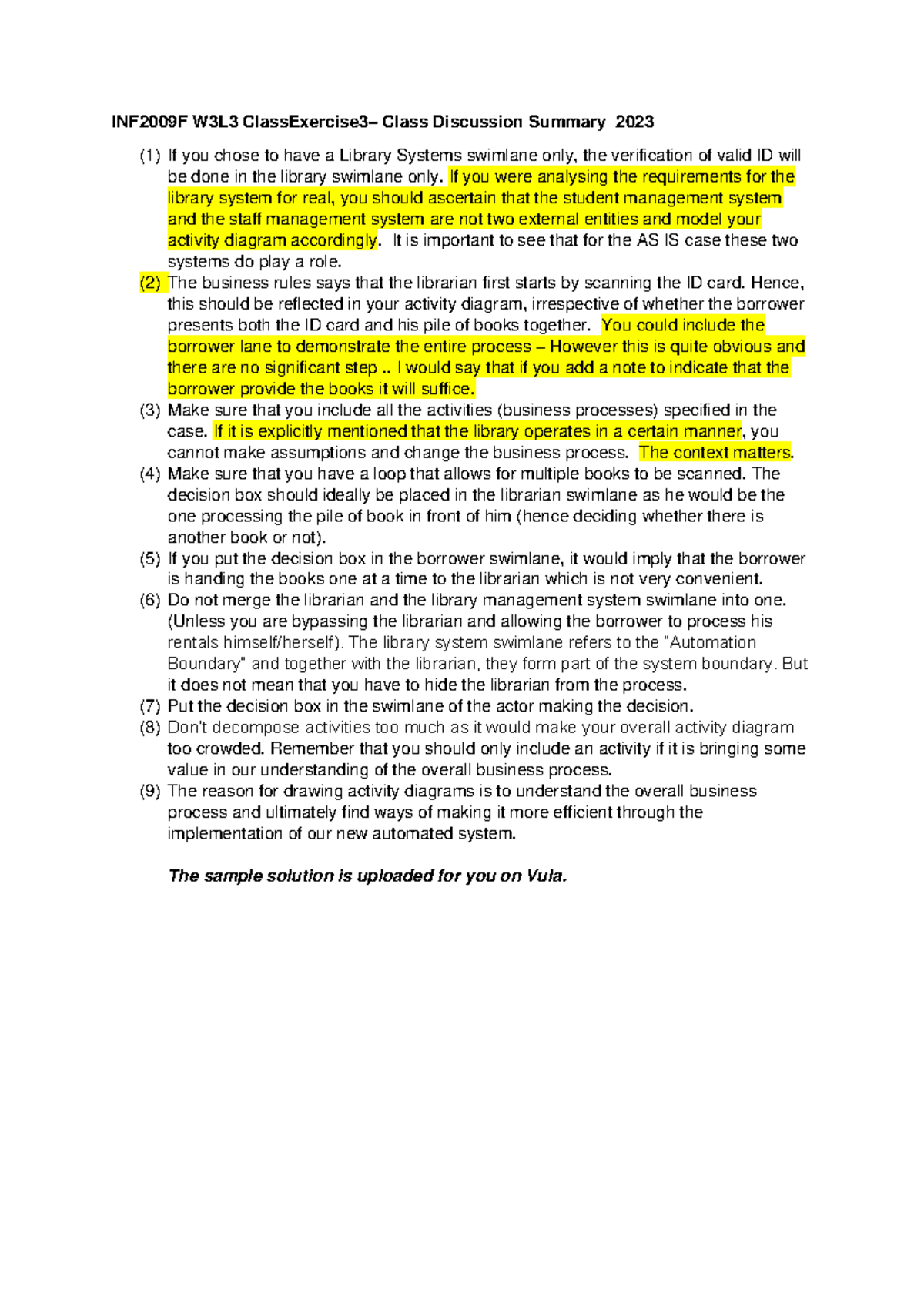 INF2009 F W3L3 Class Exercise 3- summary - INF2009F W 3 L 3 ...