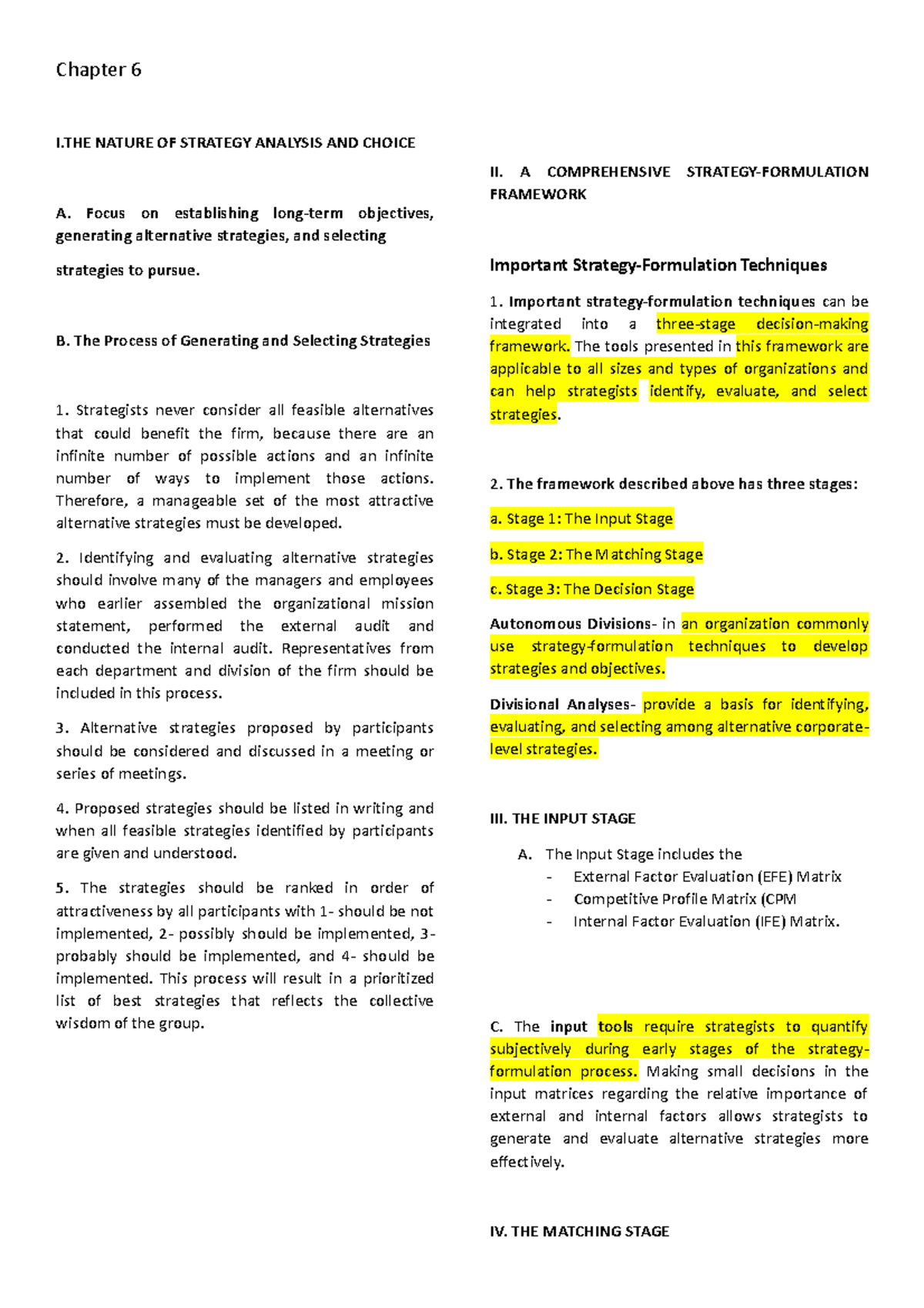 Chapter 6 - Strategic Management - Chapter 6 I NATURE OF STRATEGY ...