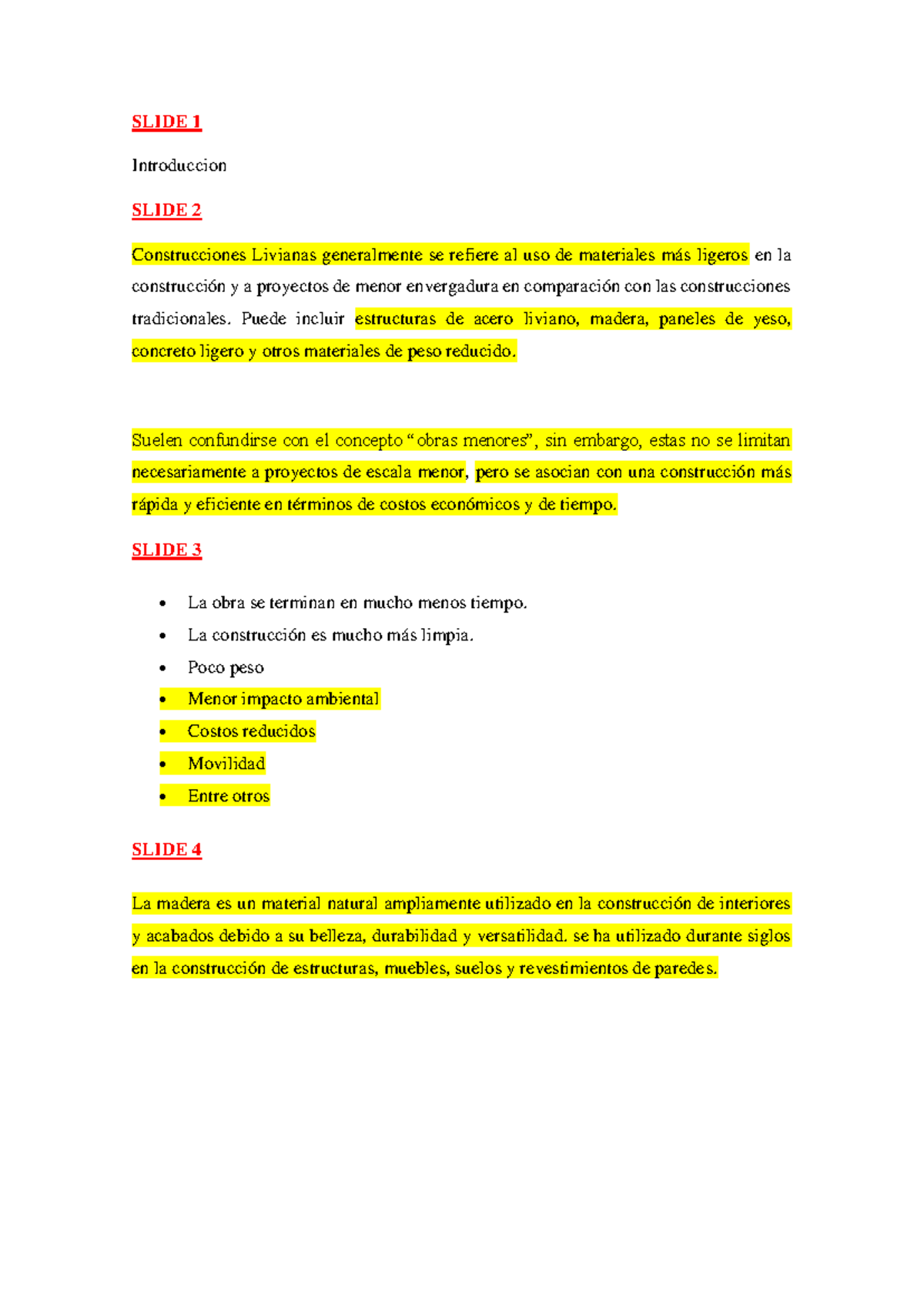 Presentacion - werg - SLIDE 1 Introduccion SLIDE 2 Construcciones ...