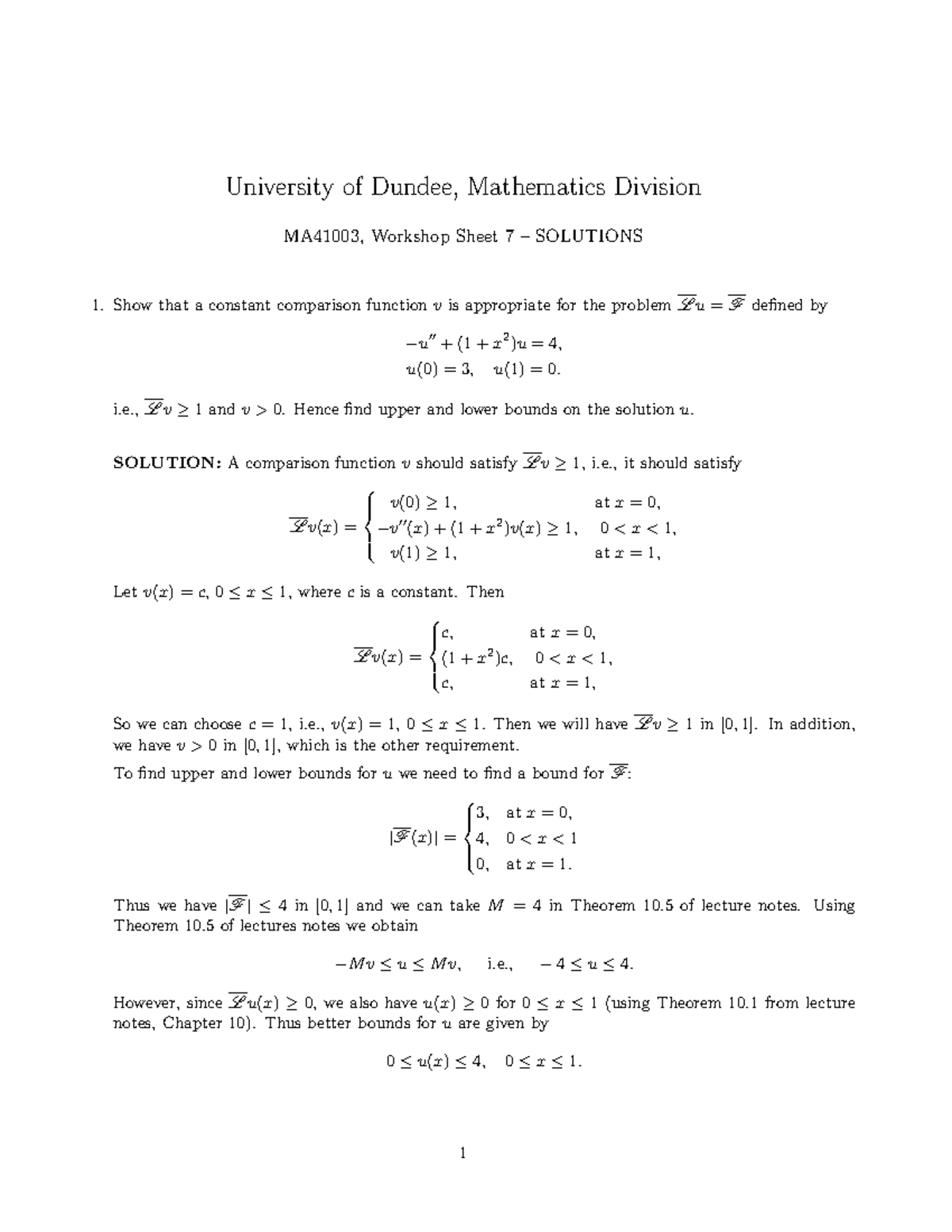 Tutorial 7 - Solutions - wk7 sol - University of Dundee, Mathematics ...