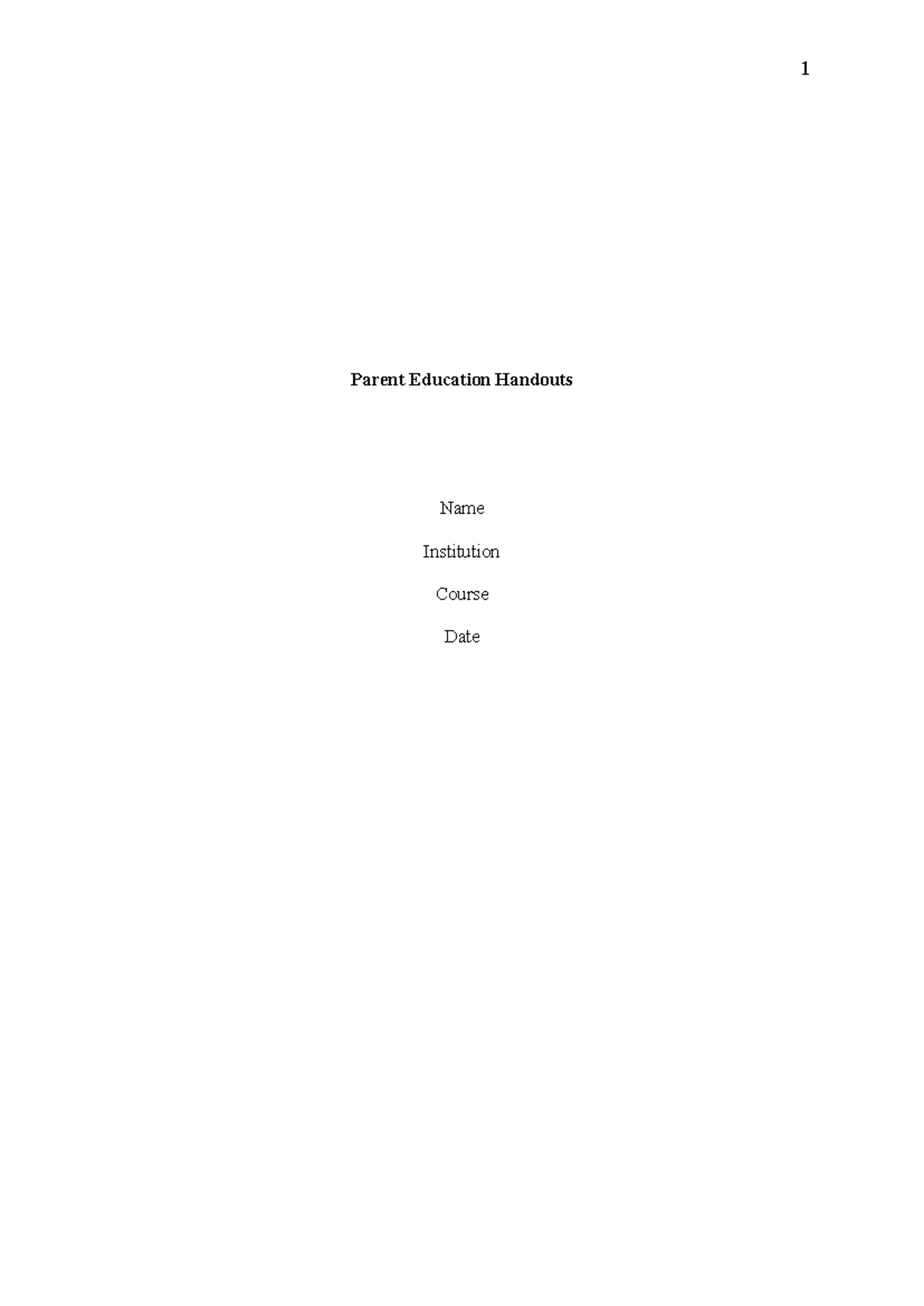 Parent Education Handouts -Parent Education Handouts - Parent Education ...