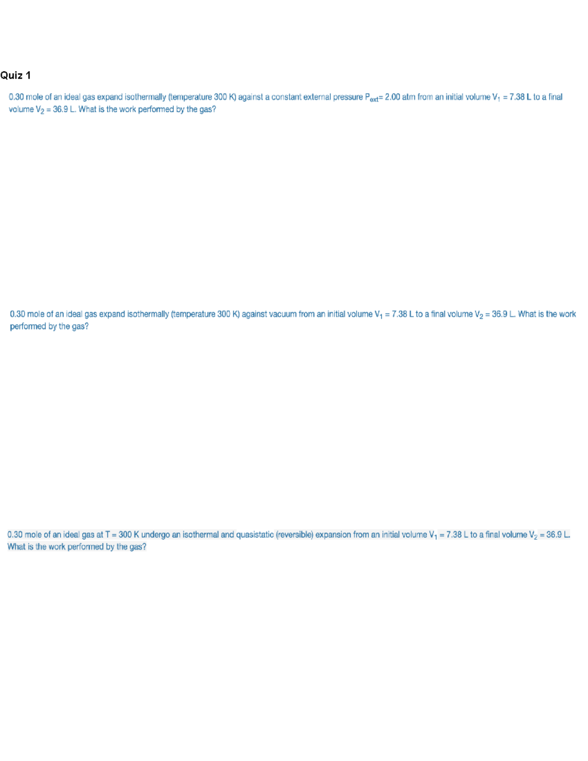 CHE 301 Homework Problems Exam 1 - CHE 301 - Studocu