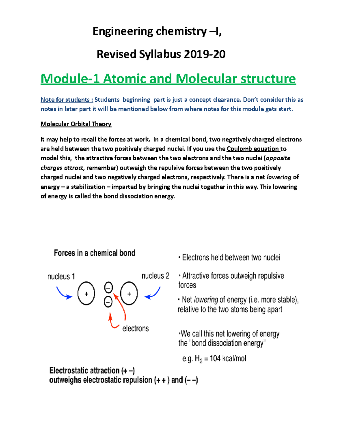 Module 1 - Engineering chemistry –I, Revised Syllabus 2019- Module-1 ...