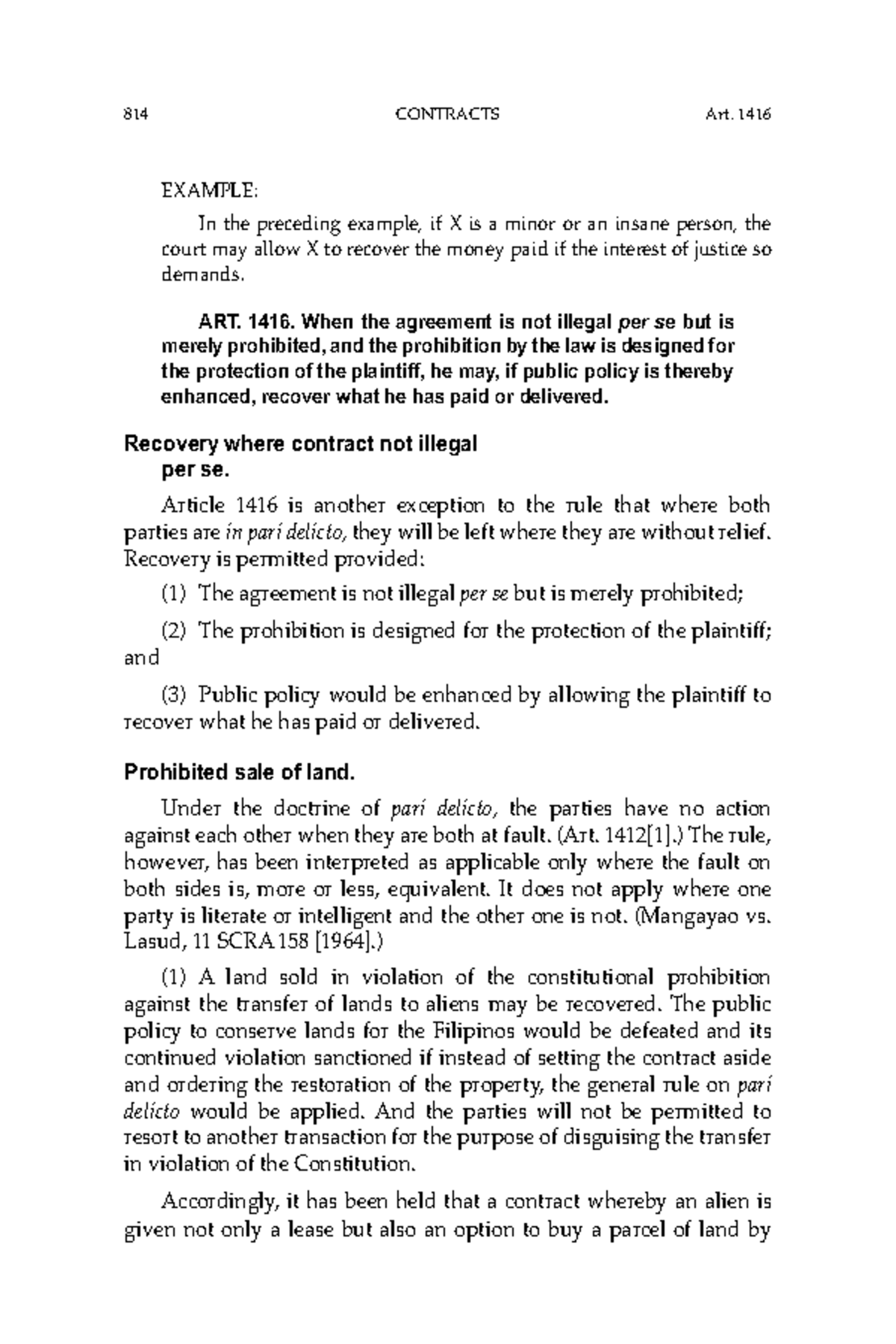 Oblicon 272 - 814 CONTRACTS EXAMPLE: In the preceding example, if X is ...