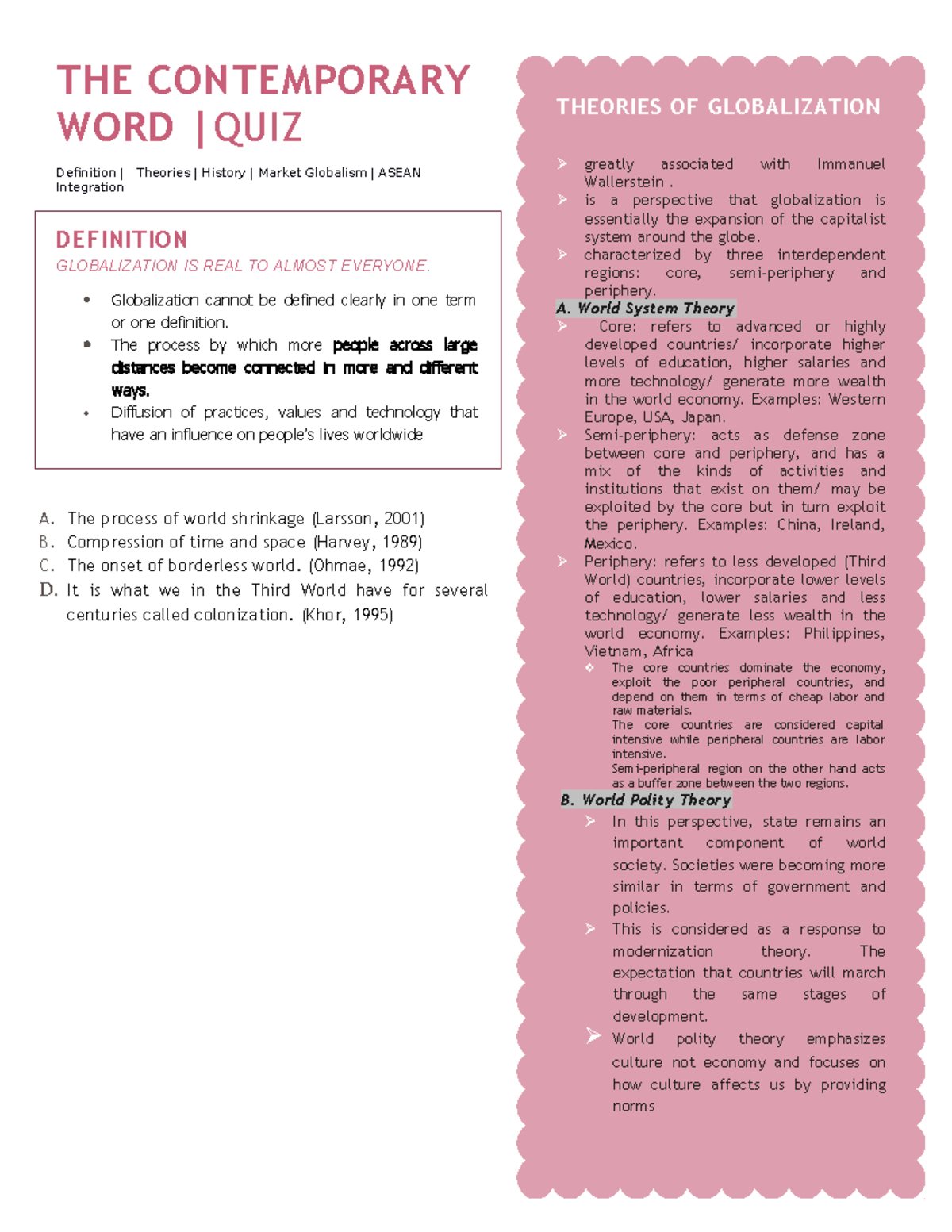 Chem reviewer - THE CONTEMPORARY WORD |QUIZ Definition | Theories ...