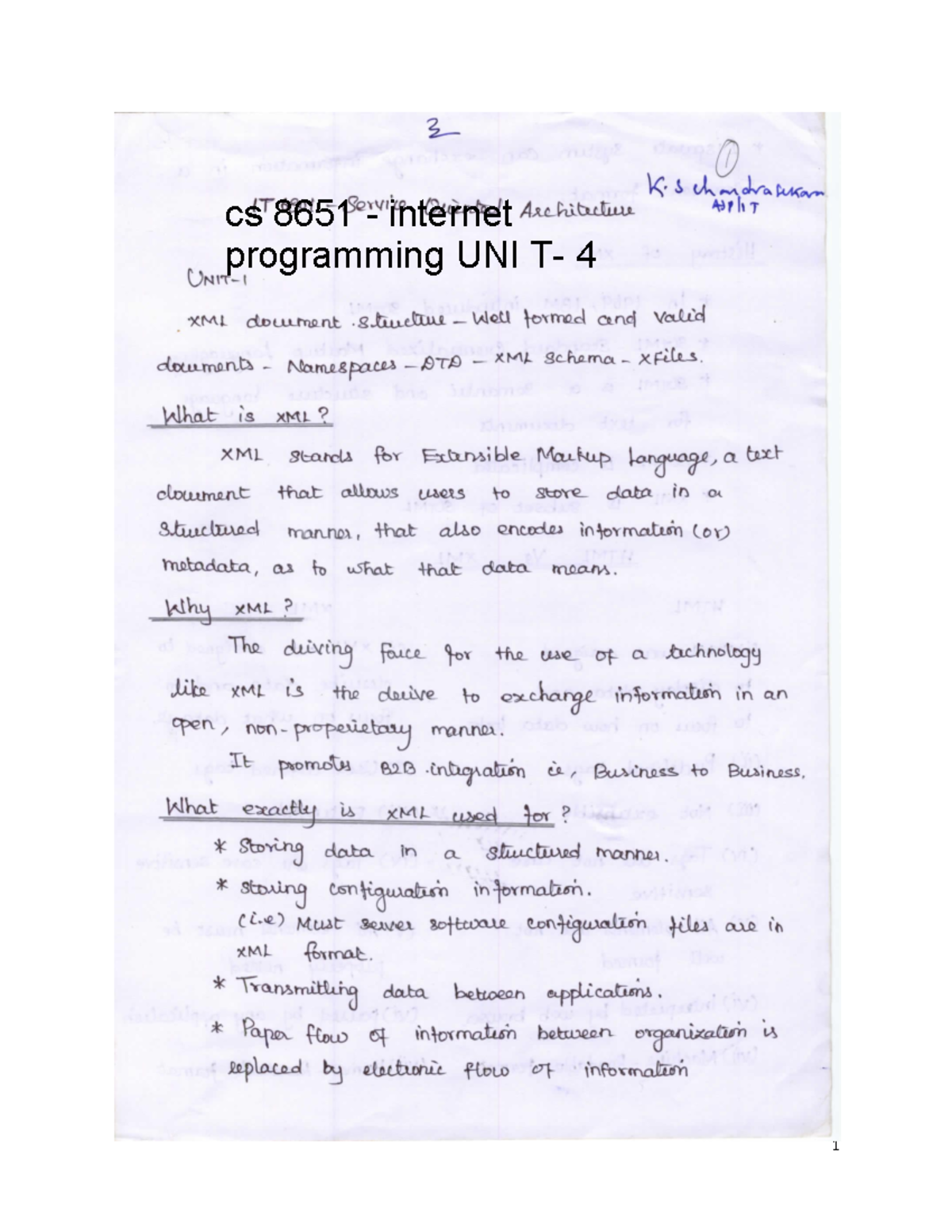 4.unit4 - ip - cs8651 (1) - Facets : Restrictions are used to define acceptable values for XML ...