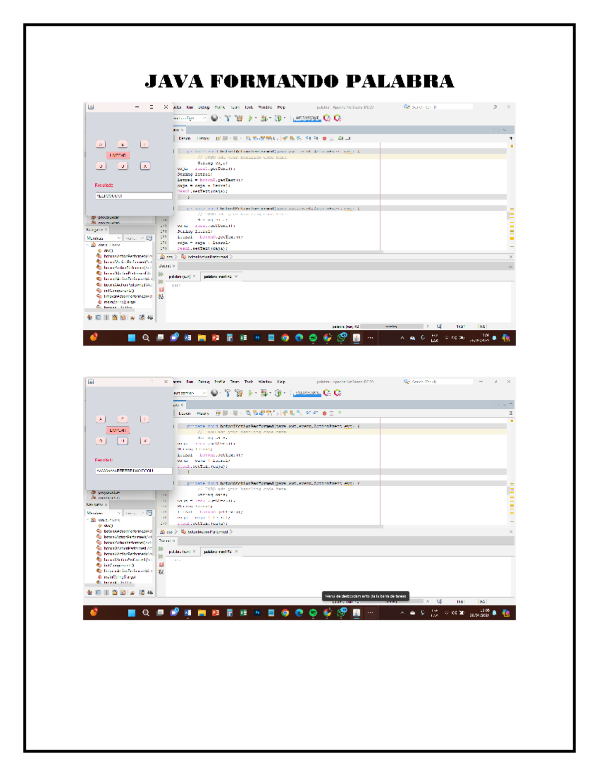 JAVA Formando Palabra - Ejercicio clase virtual - JAVA FORMANDO PALABRA ...