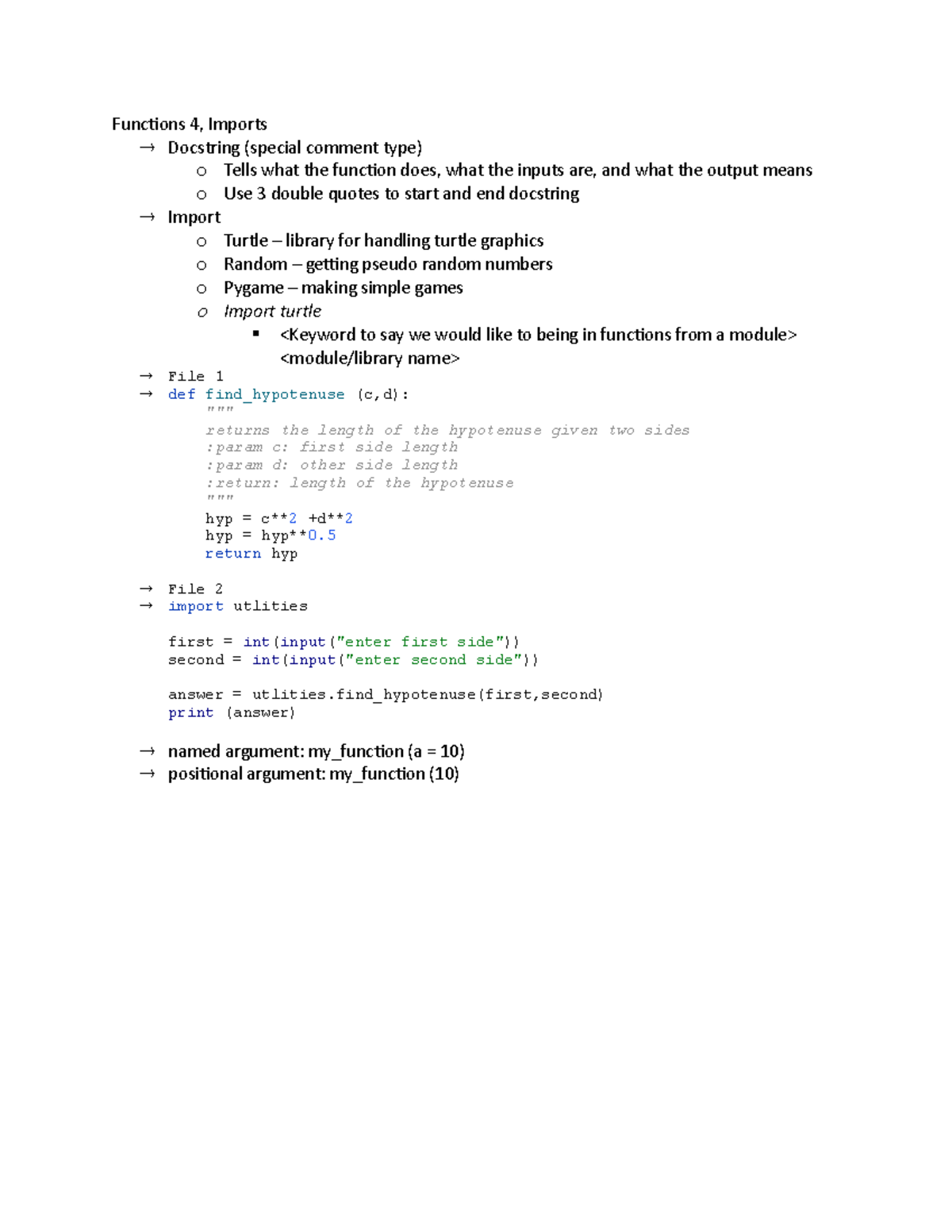 Functions Part 4 Functions 4 Imports Docstring Special Comment Type O Tells What The 