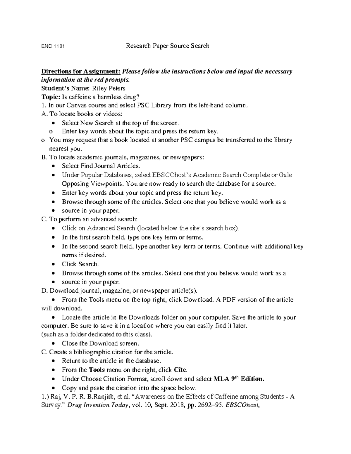 Research sourch search - ENC 1101 Research Paper Source Search ...